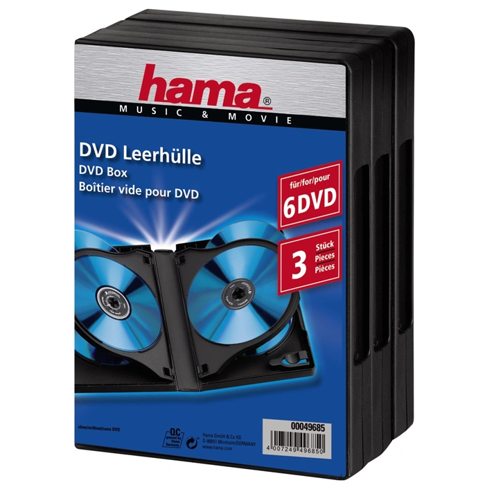 Hama DVD Box 6, Black, Pack of 3 pieces | HAMA - foto, video, elektro ...